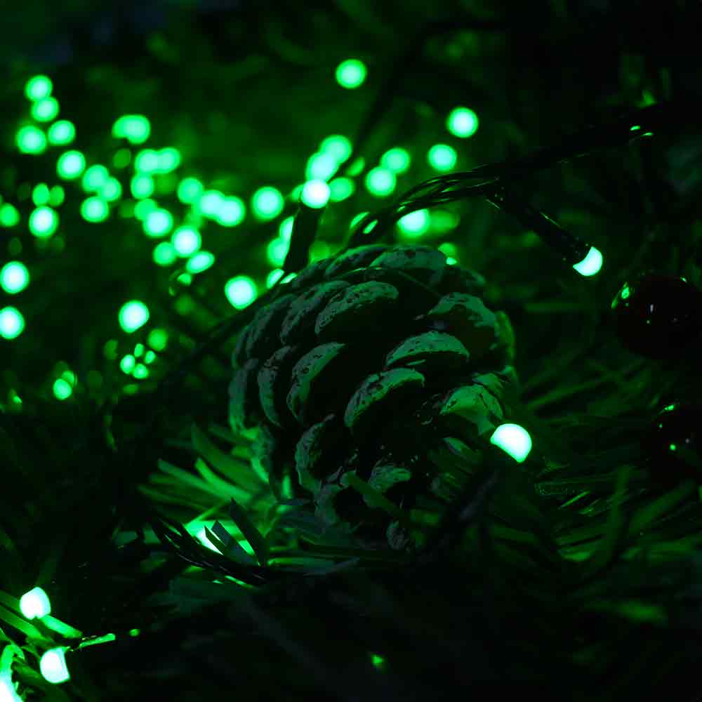 Luces LED Verde de 25 metros Navideña Cable Verde 300 Bombillos ...