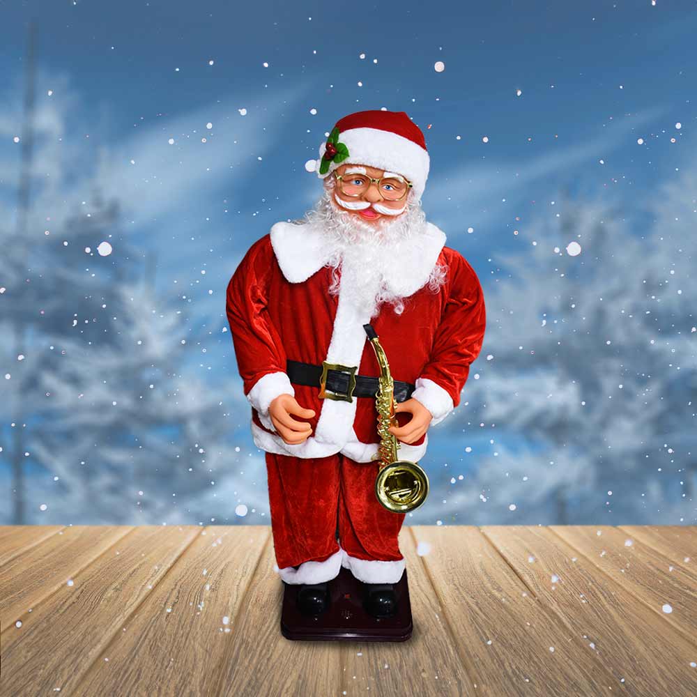 Papá Noel 1.2 Metros Musical con Saxo - Importadora El Hueco